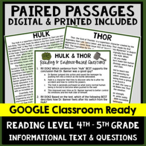 DIGITAL Paired Passage Set: 4th - 5th Grade Reading Level Informational ...